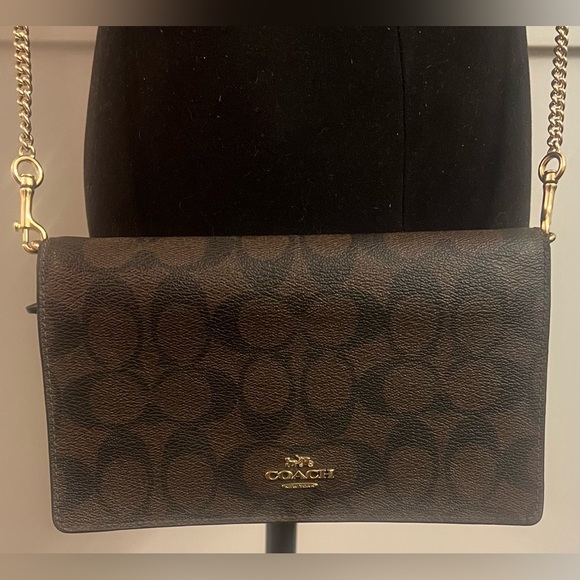 Coach | Bags | Coach Anna Foldover Clutch Crossbody In Signature Canvas ...